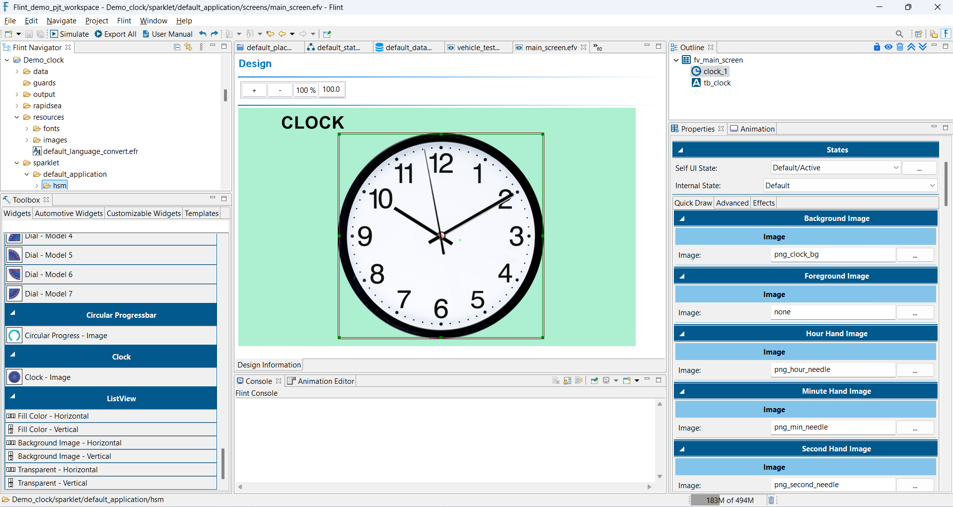 Clock widget — Flint documentation