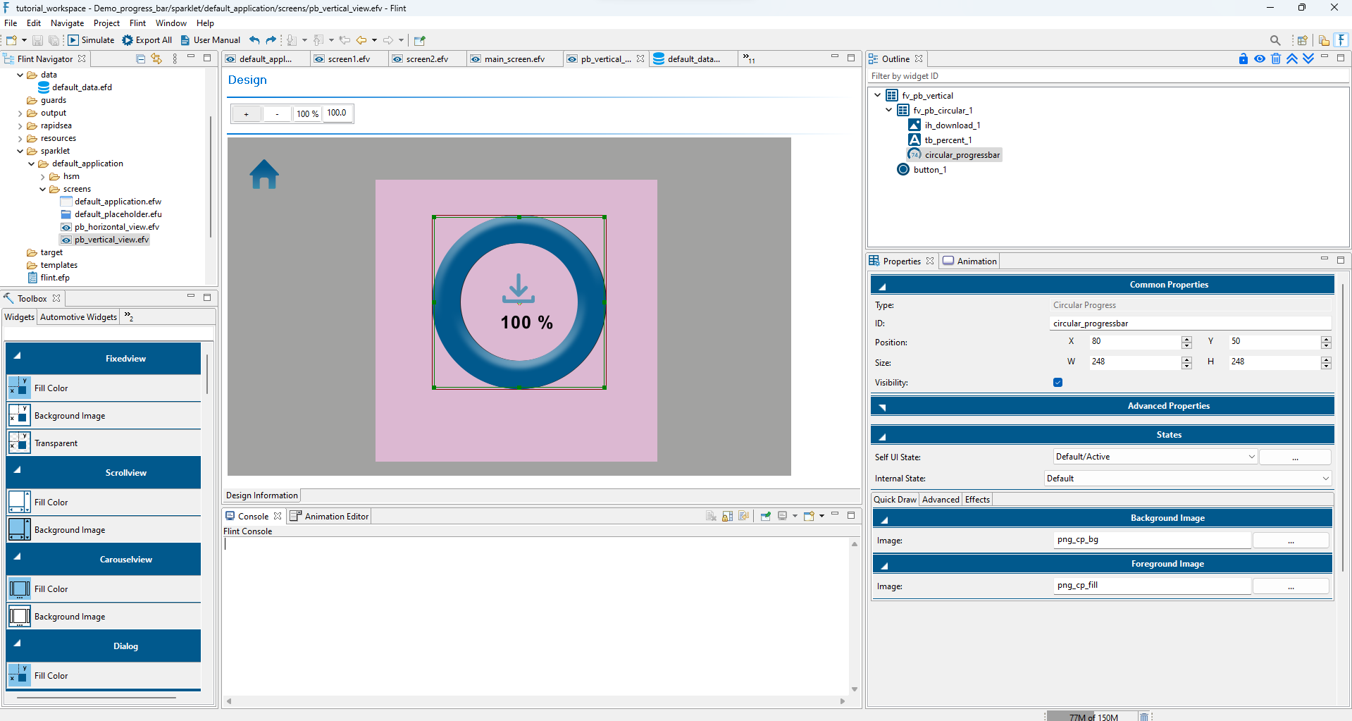 Circular ProgressBar widget — Flint documentation